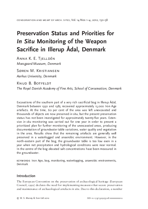 (PDF) Preservation Status and Priorities for In Situ Monitoring of the ...