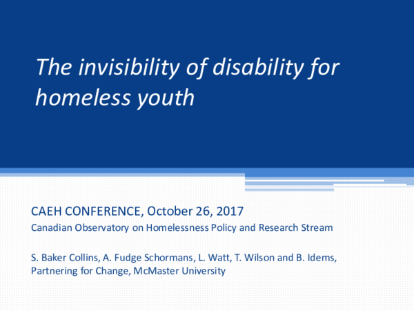 (PDF) The invisibility of disability for homeless youth