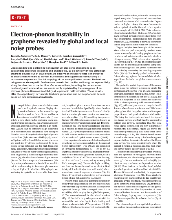 (PDF) Electron-phonon instability in graphene revealed by global and ...