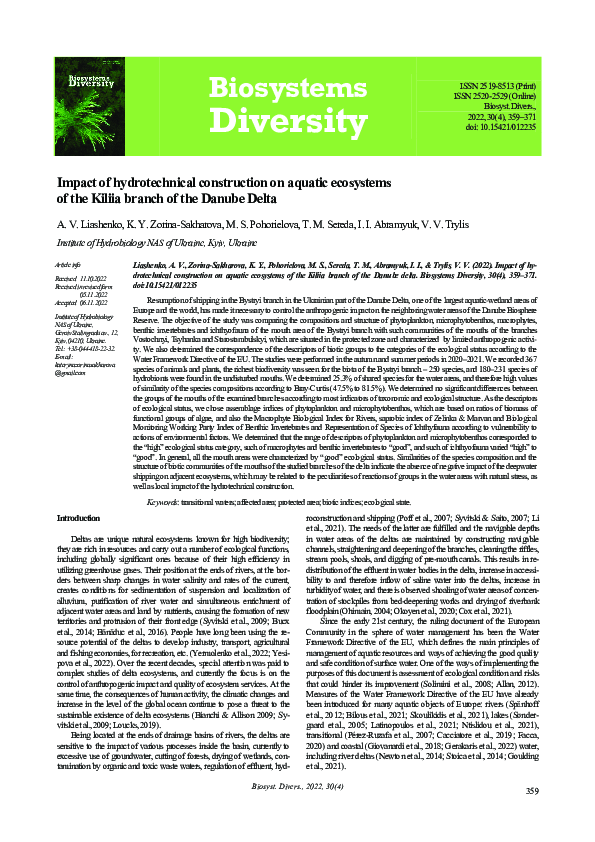 (PDF) Impact of hydrotechnical construction on aquatic ecosystems of ...