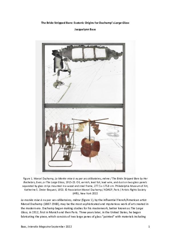 (PDF) The Bride Stripped Bare: Esoteric Origins for Duchamp's Large Glass