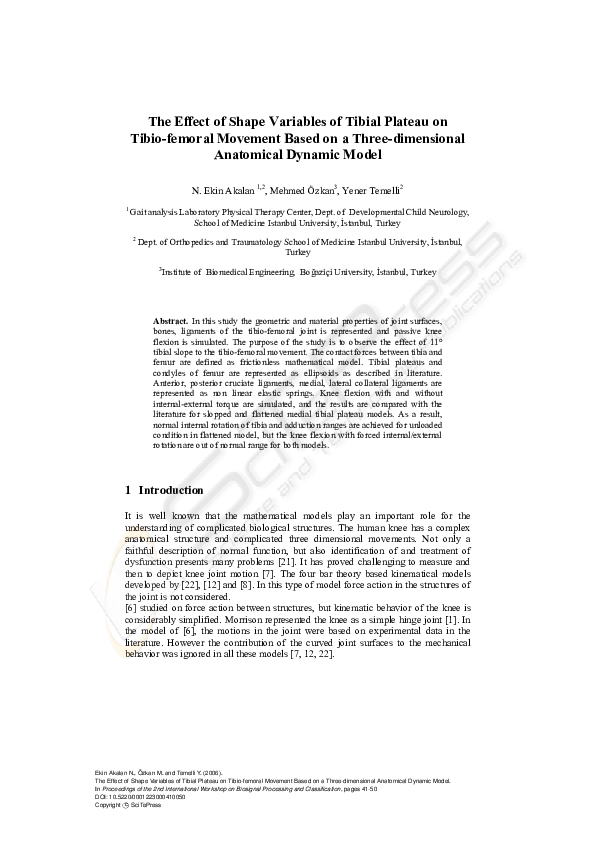 (PDF) The Effect of Shape Variables of Tibial Plateau on Tibio-femoral ...