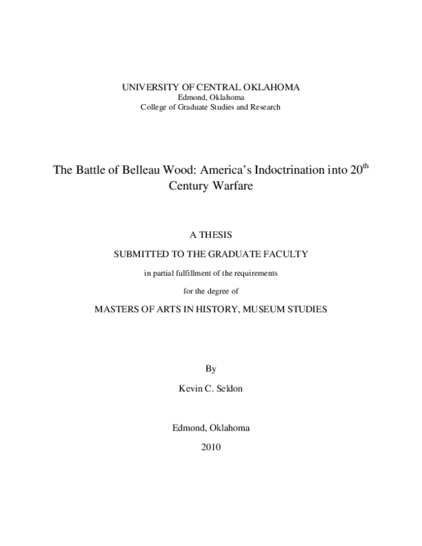 (PDF) The battle of Belleau Wood : America's indoctrination into 20th ...