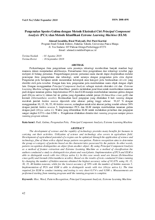 (PDF) Pengenalan Spesies Gulma dengan Metode Ekstraksi Ciri Principal ...
