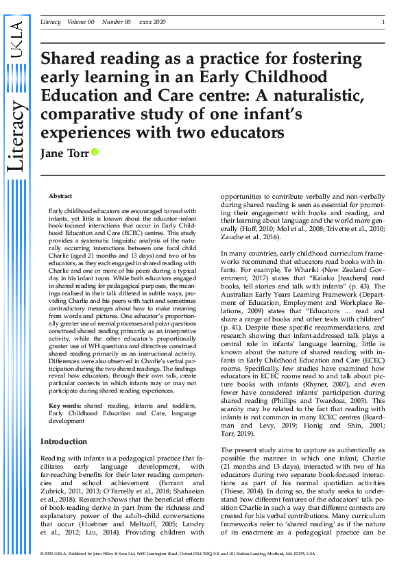 (PDF) Shared reading as a practice for fostering early learning in an ...