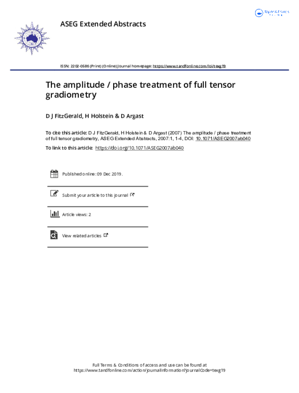 (PDF) The amplitude / phase treatment of full tensor gradiometry