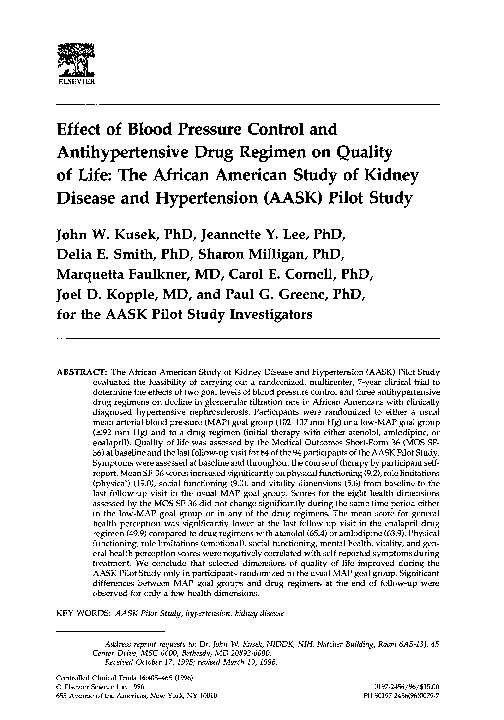 (PDF) Effect of blood pressure control and antihypertensive drug ...