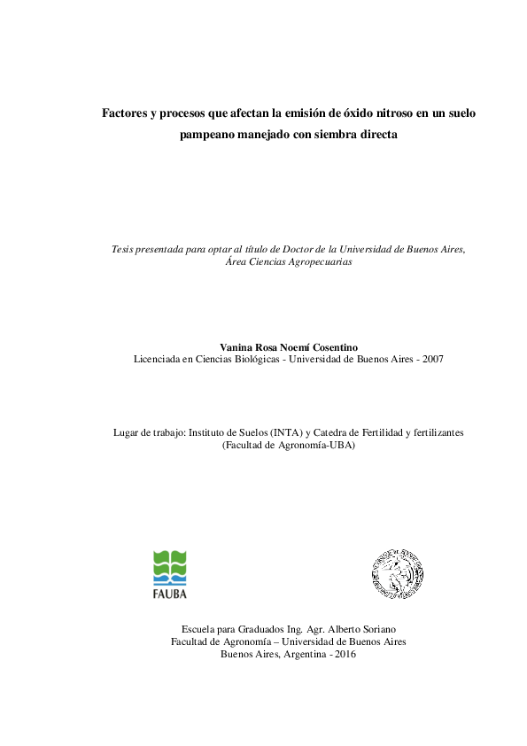 (PDF) Factores y procesos que afectan la emisión de óxido nitroso en un ...