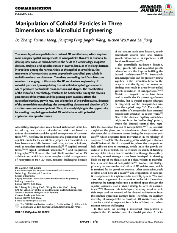 Pdf Manipulation Of Colloidal Particles In Three Dimensions Via Microfluid Engineering