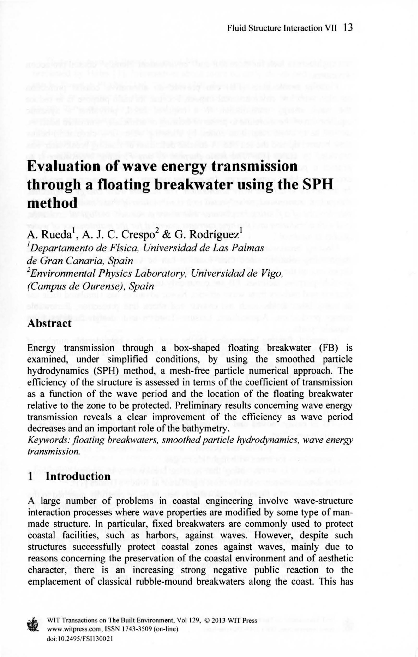 Pdf Evaluation Of Wave Energy Transmission Through A Floating Breakwater Using The Sph Method