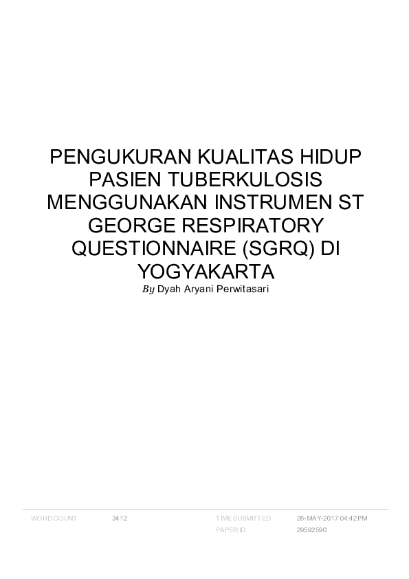 (PDF) Pengukuran Kualitas Hidup Pasien Tuberkulosis Menggunakan ...