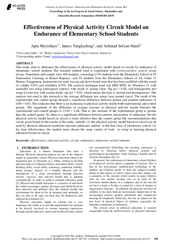 (PDF) Effectiveness of Physical Activity Circuit Model on Endurance of ...