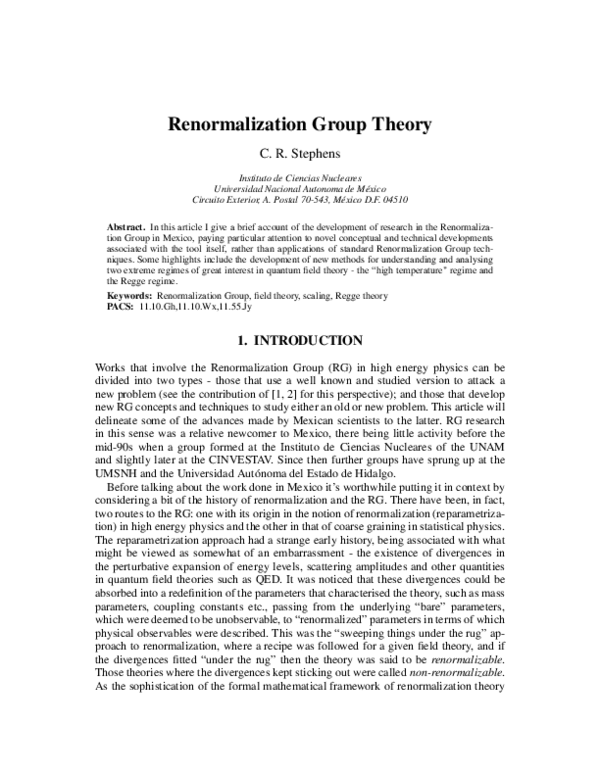Pdf Renormalization Group Theory
