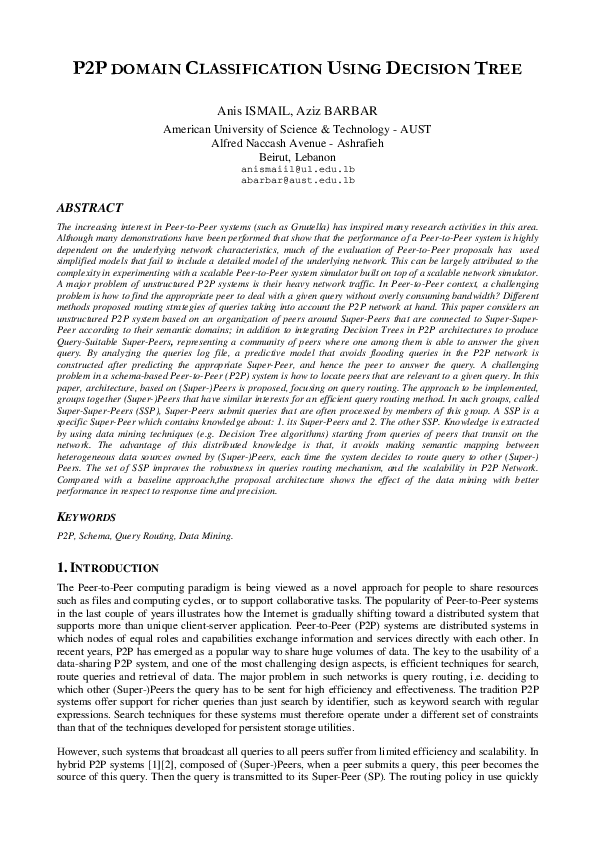 (PDF) P2P Domain Classification Using Decision Tree