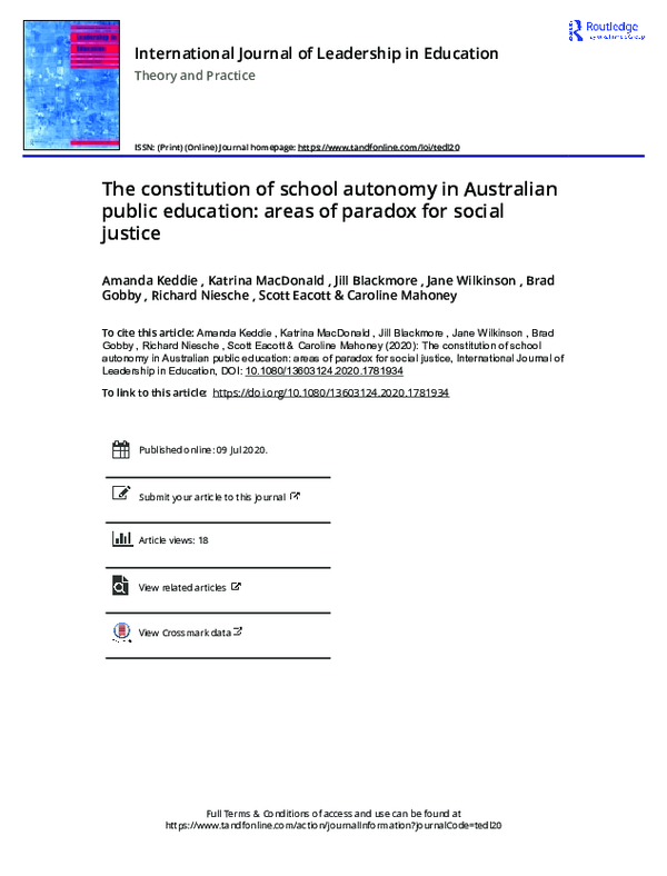 (PDF) The constitution of school autonomy in Australian public ...