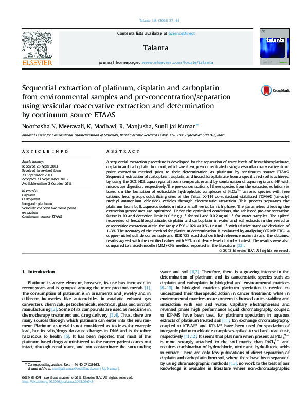 (PDF) Sequential extraction of platinum, cisplatin and carboplatin from ...