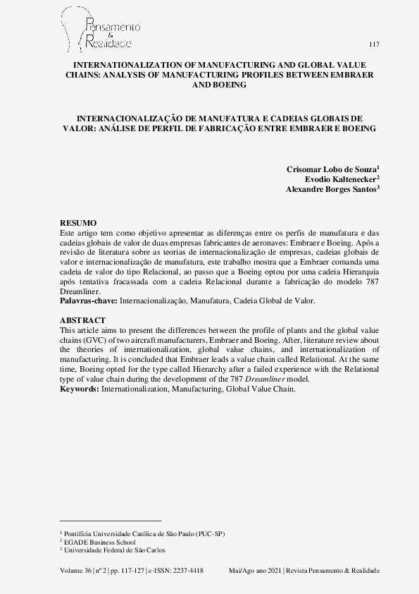 (PDF) Internationalization of Manufacturing and Global Value Chains ...