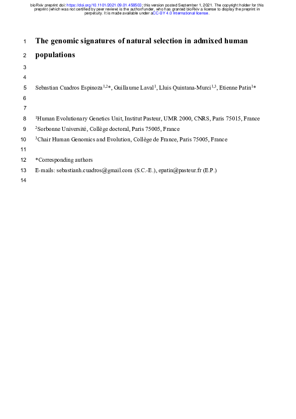 (PDF) The genomic signatures of natural selection in admixed human ...