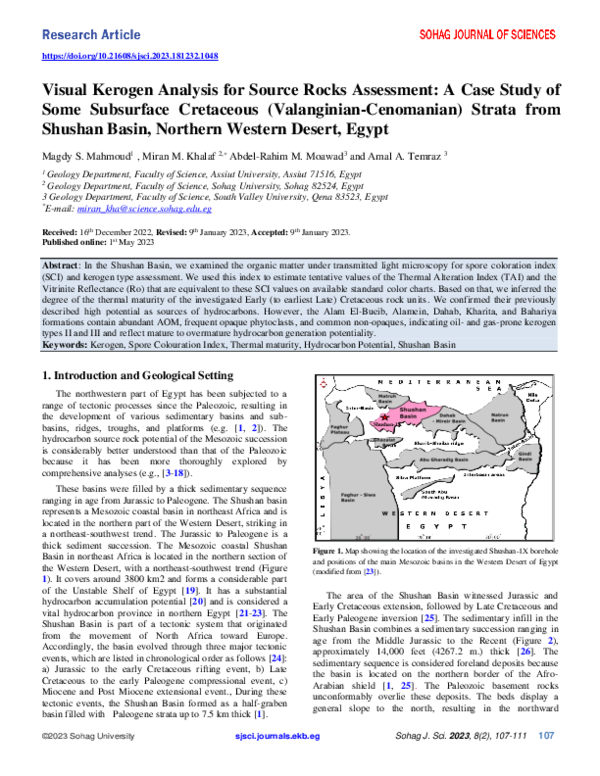(PDF) Visual Kerogen Analysis for Source Rocks Assessment: A Case Study ...