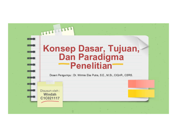 (PDF) PPT Konsep dasar, tujuan dan paradigma penelitian