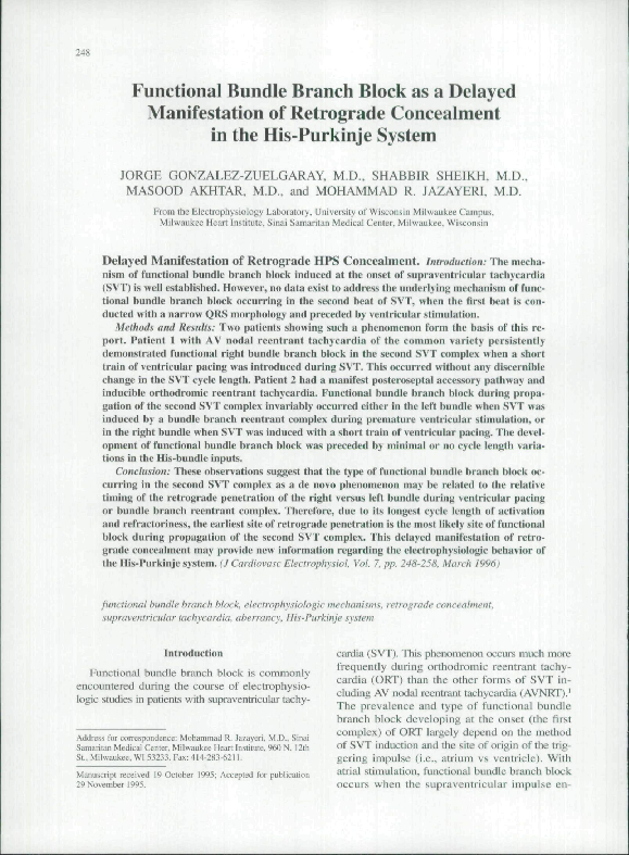 (PDF) Functional Bundle Branch Block as a Delayed Manifestation of ...