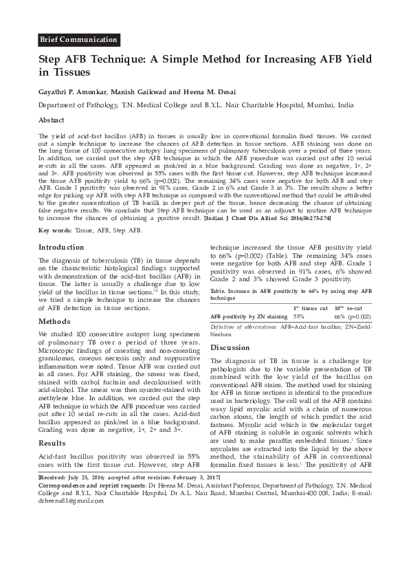 (PDF) Step AFB Technique: A Simple Method for Increasing AFB Yield in ...