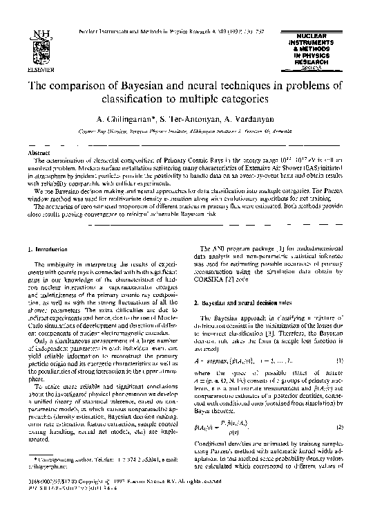 (PDF) The comparison of Bayesian and neural techniques in problems of classification to multiple ...
