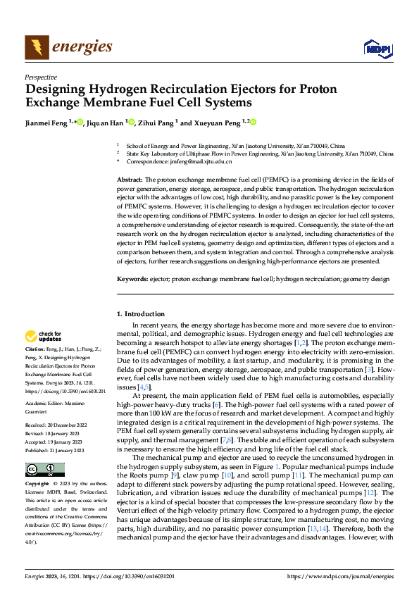 (PDF) Designing Hydrogen Recirculation Ejectors for Proton Exchange ...
