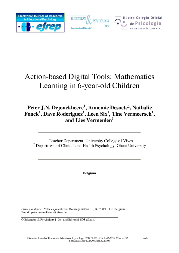 (PDF) Action-Based Digital Tools: Mathematics Learning in 6-YEAR-OLD ...