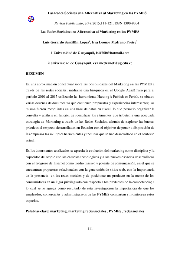 (PDF) Las Redes Sociales una Alternativa al Marketing en las PYMES