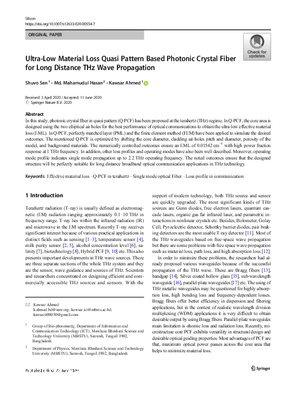(PDF) Ultra-Low Material Loss Quasi Pattern Based Photonic Crystal ...