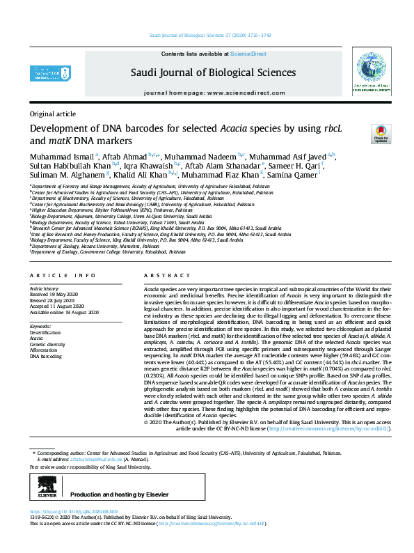 (PDF) Development of DNA barcodes for selected Acacia species by using rbcL and matK DNA markers
