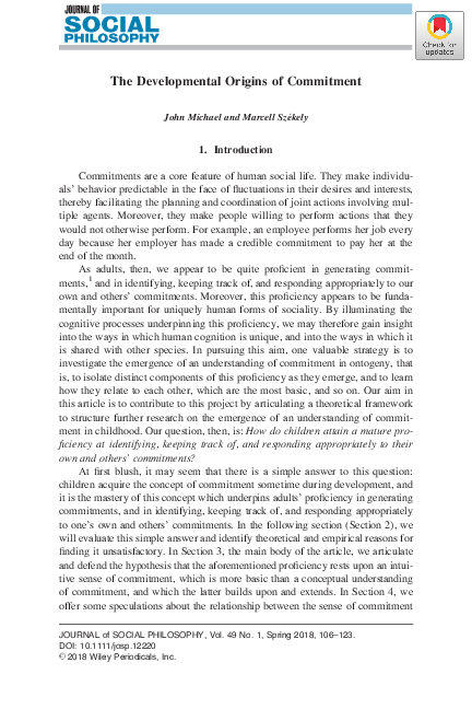 (PDF) The Developmental Origins of Commitment