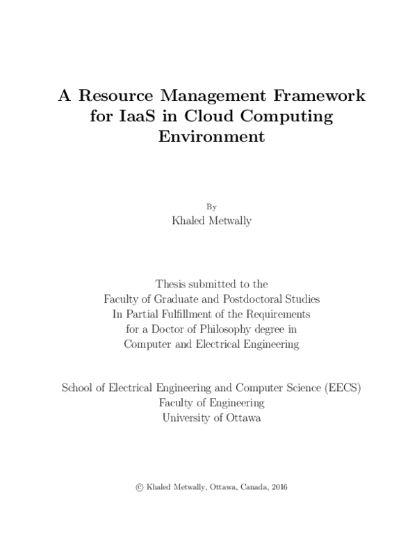 (PDF) A Resource Management Framework for IaaS in Cloud Computing Environment