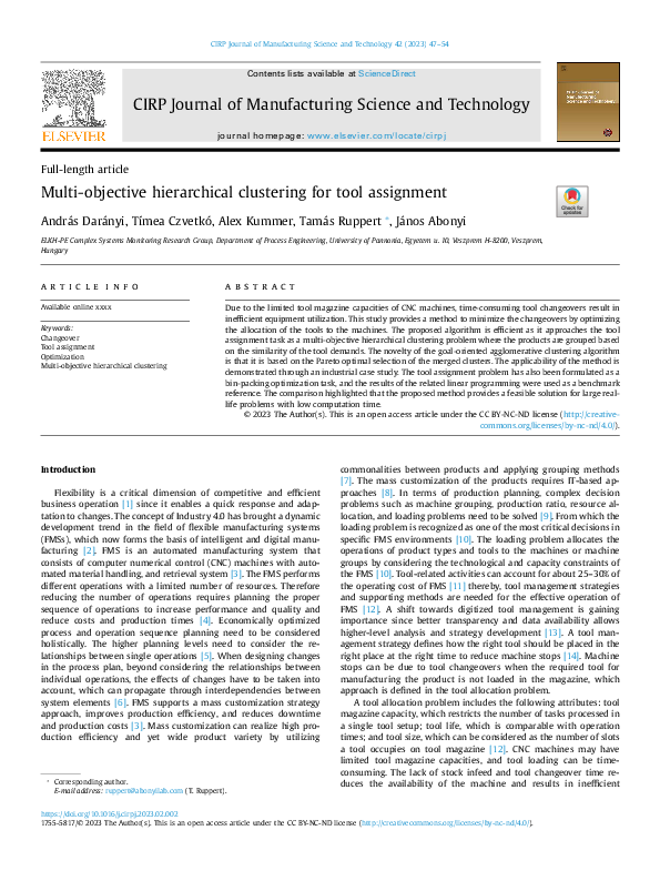 Multi-objective hierarchical clustering for tool assignment