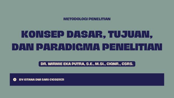 (PDF) KONSEP DASAR, TUJUAN, DAN PARADIGMA PENELITIAN | Istiana Dwi Sari ...