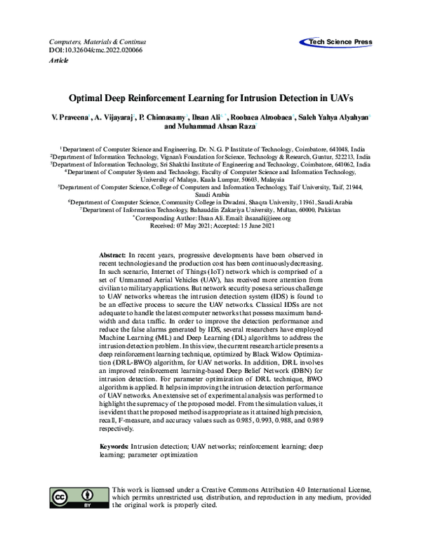 (PDF) Optimal Deep Reinforcement Learning for Intrusion Detection in UAVs