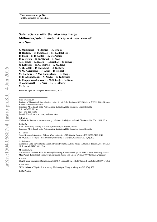 (PDF) Solar Science with the Atacama Large Millimeter/Submillimeter ...