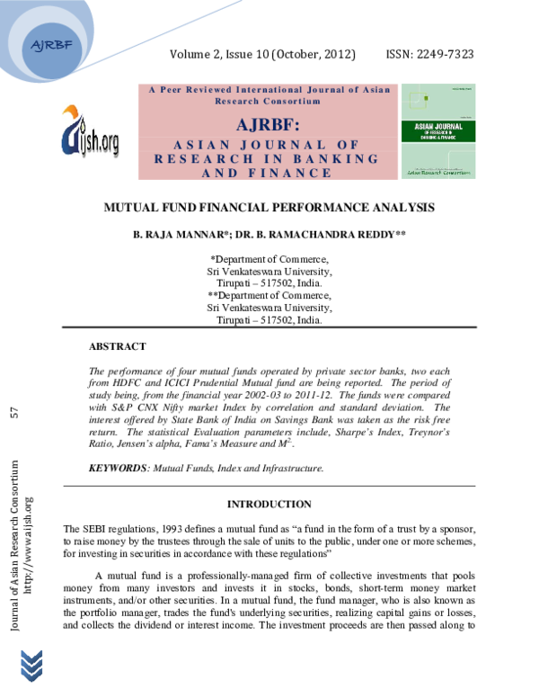 (PDF) Mutual Funds Financial Performance Analysis