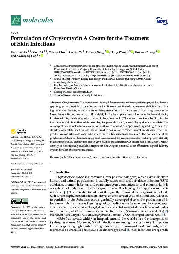 (PDF) Formulation of Chrysomycin A Cream for the Treatment of Skin ...
