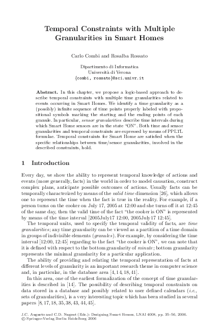 (PDF) Temporal Constraints with Multiple Granularities in Smart Homes