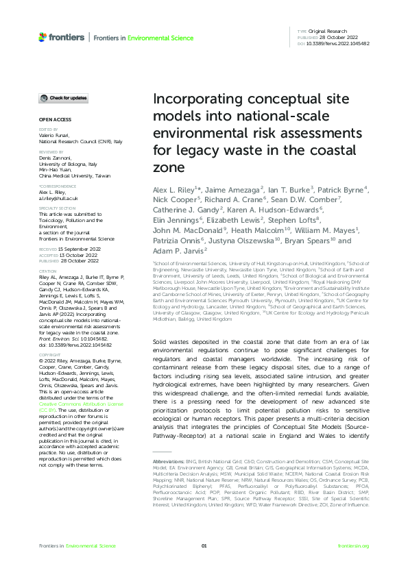 (PDF) Incorporating conceptual site models into national-scale ...