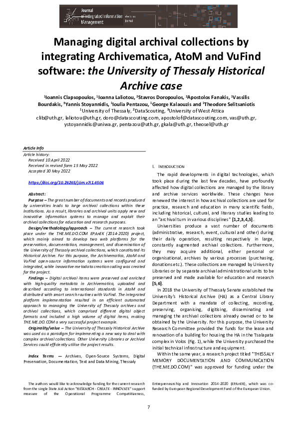 (PDF) Managing digital archival collections by integrating ...