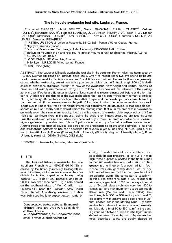 (PDF) The full-scale avalanche test site, Lautaret, France
