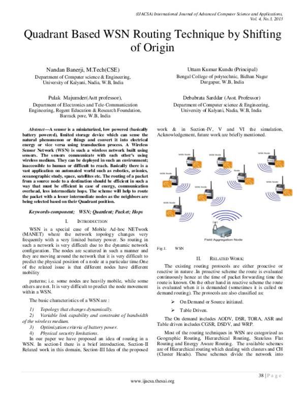 (PDF) Quadrant Based WSN Routing Technique By Shifting Of Origin