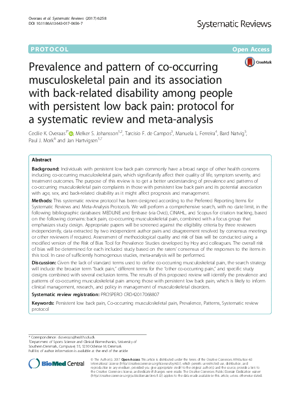(PDF) Prevalence and pattern of co-occurring musculoskeletal pain and ...