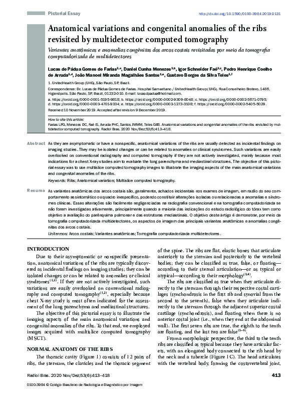 (PDF) Anatomical variations and congenital anomalies of the ribs ...