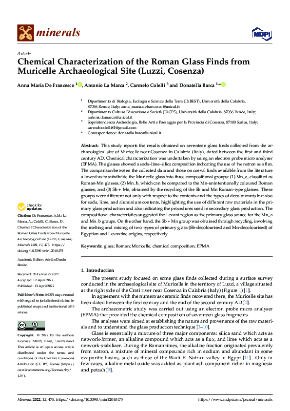 (PDF) Chemical Characterization of the Roman Glass Finds from Muricelle ...
