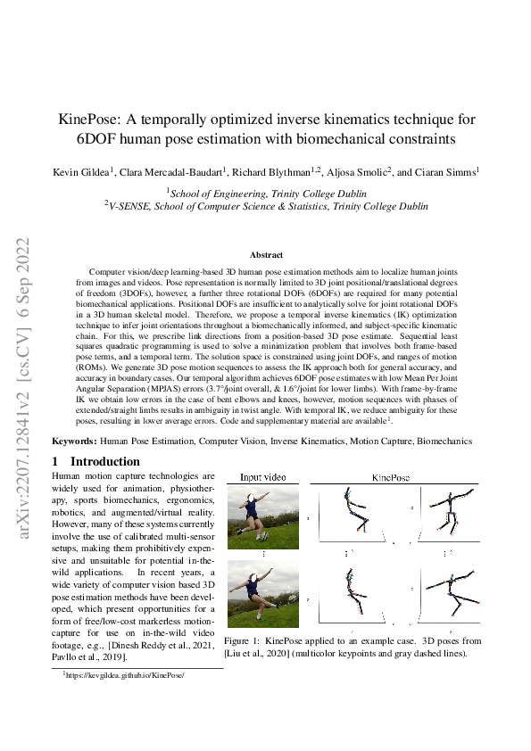 (PDF) KinePose: A temporally optimized inverse kinematics technique for ...