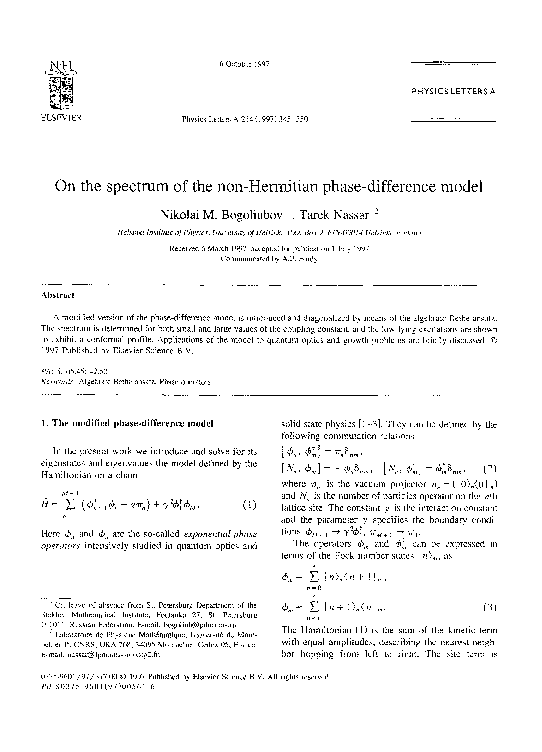 (PDF) On the spectrum of the non-Hermitian phase-difference model ...
